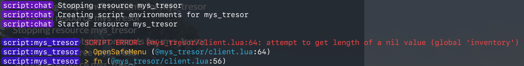 Attempt to get lenght of a nil value (global 'inventory') HELP - Server ...