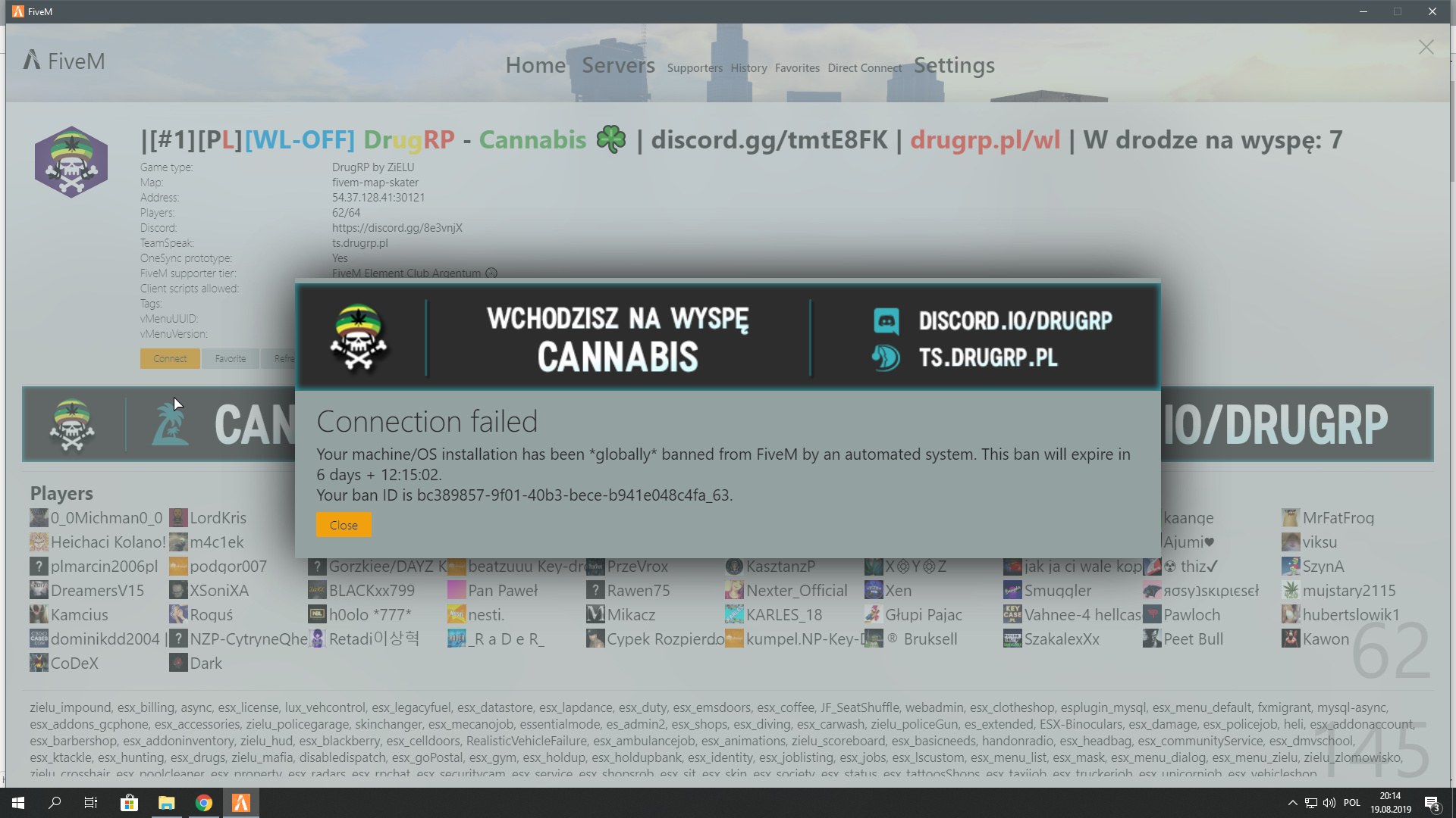 Ban for nothing /i can't play on every server - FiveM Client Support ...