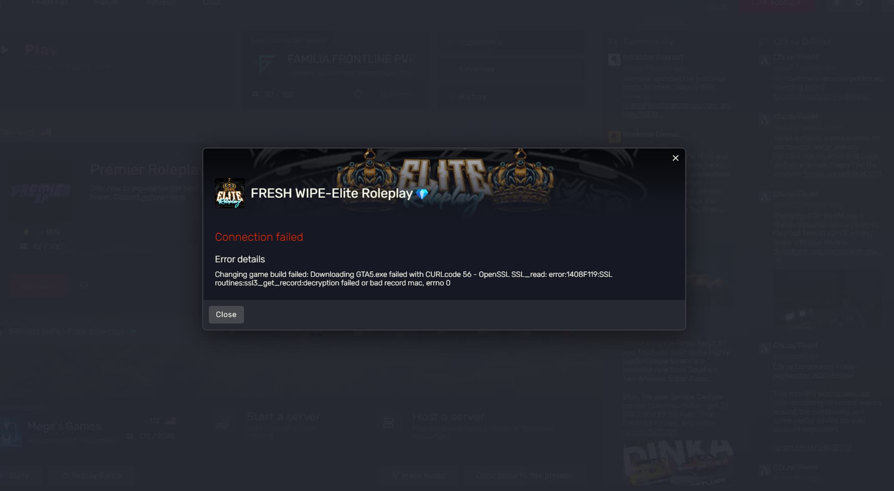 FiveM Connection Failed error when trying to connect to server - FiveM ... FiveM Connection Failed error when trying to connect to server - FiveM ...