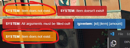 Orange Popup - "Item Does Not Exist..." when using t/giveitem ...