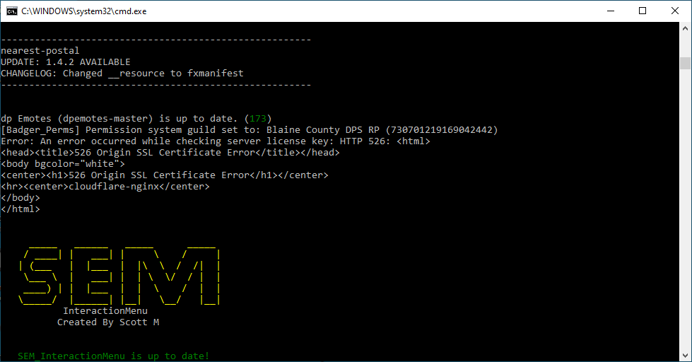 (Fatal Error)An errror occurred while checking server license key: HTTP 503: - Server Discussion ...