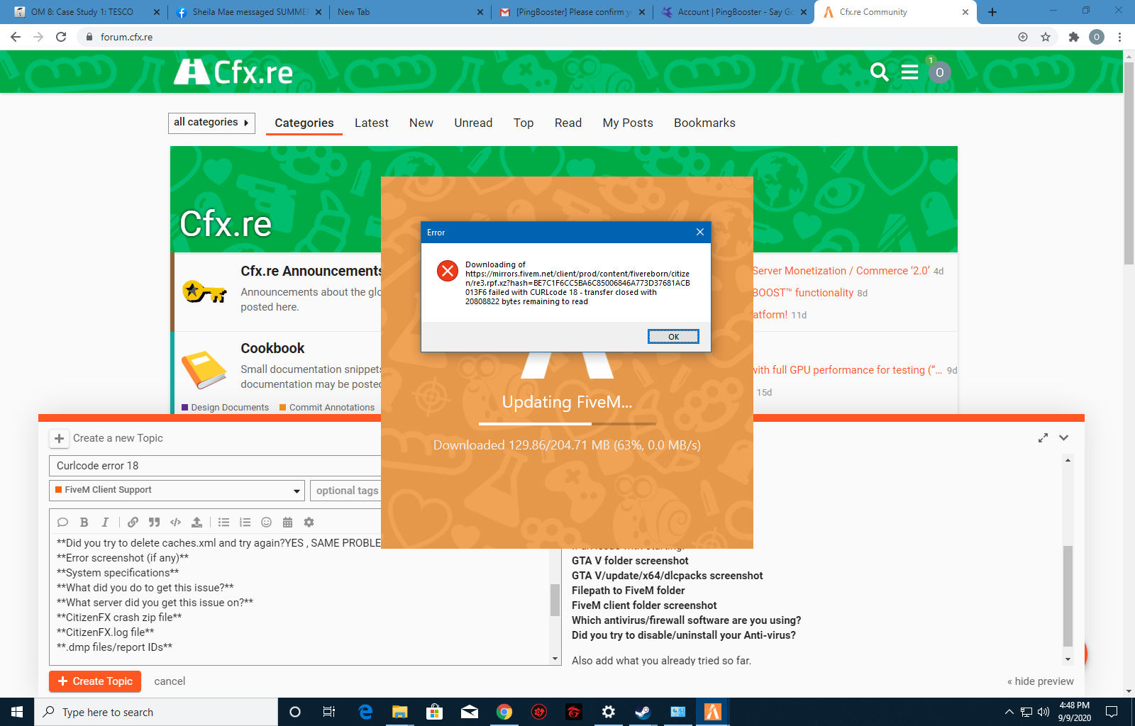 Curlcode error 18 - FiveM Client Support - Cfx.re Community