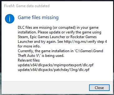 Game files missing - DLC files are missing issue - FiveM Client Support ...