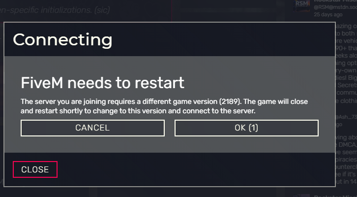 I cant join a certain server called Extra Life Roleplay - FiveM Client ...