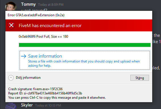 FiveM crashes when joining a server - Pool Full, Size = 180 - FiveM ...