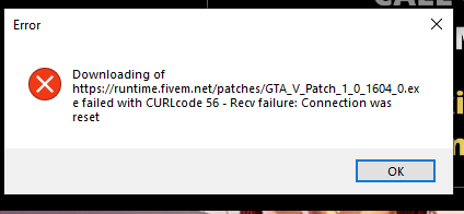 Downloading of https://runtime.fivem.net/patches/GTA_V_patch_1_0_1604_0.exe failed with CURLcode ...