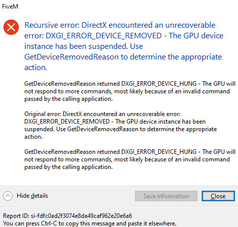 DXGL_ERROR_DEVICE_HUNG - FiveM Client Support - Cfx.re Community