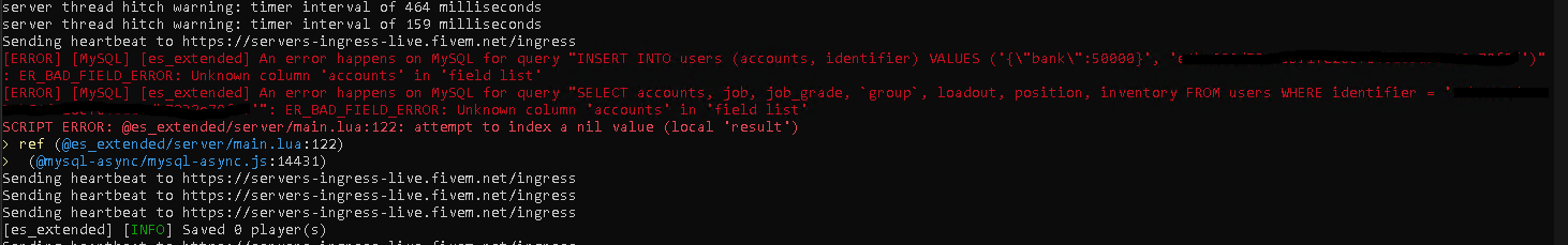 ESX MySQL failure - ES/ESX - Cfx.re Community