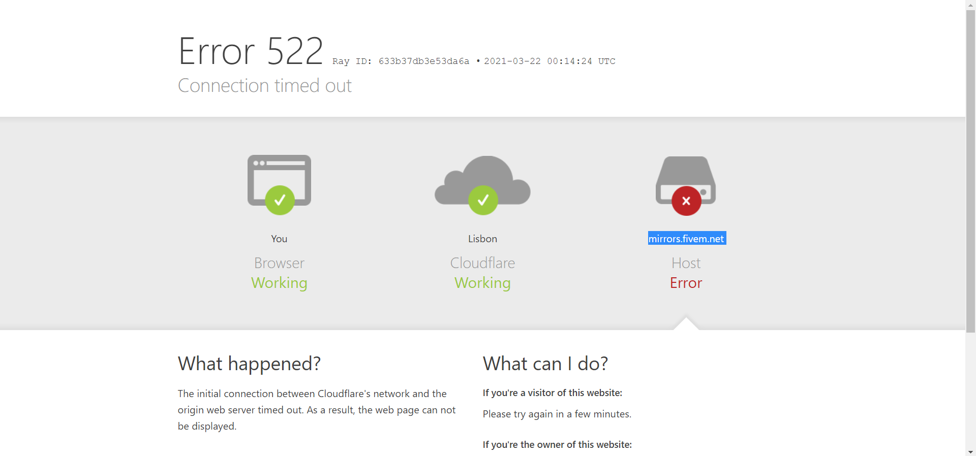 Erros 522 installing Five M - FiveM Client Support - Cfx.re Community