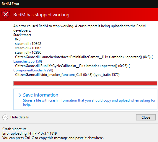 Redm crash on launch - RedM Client Support - Cfx.re Community