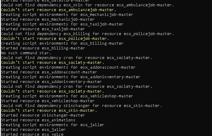 Couldn't start resource? - ES/ESX - Cfx.re Community Couldn't start resource? - ES/ESX - Cfx.re Community