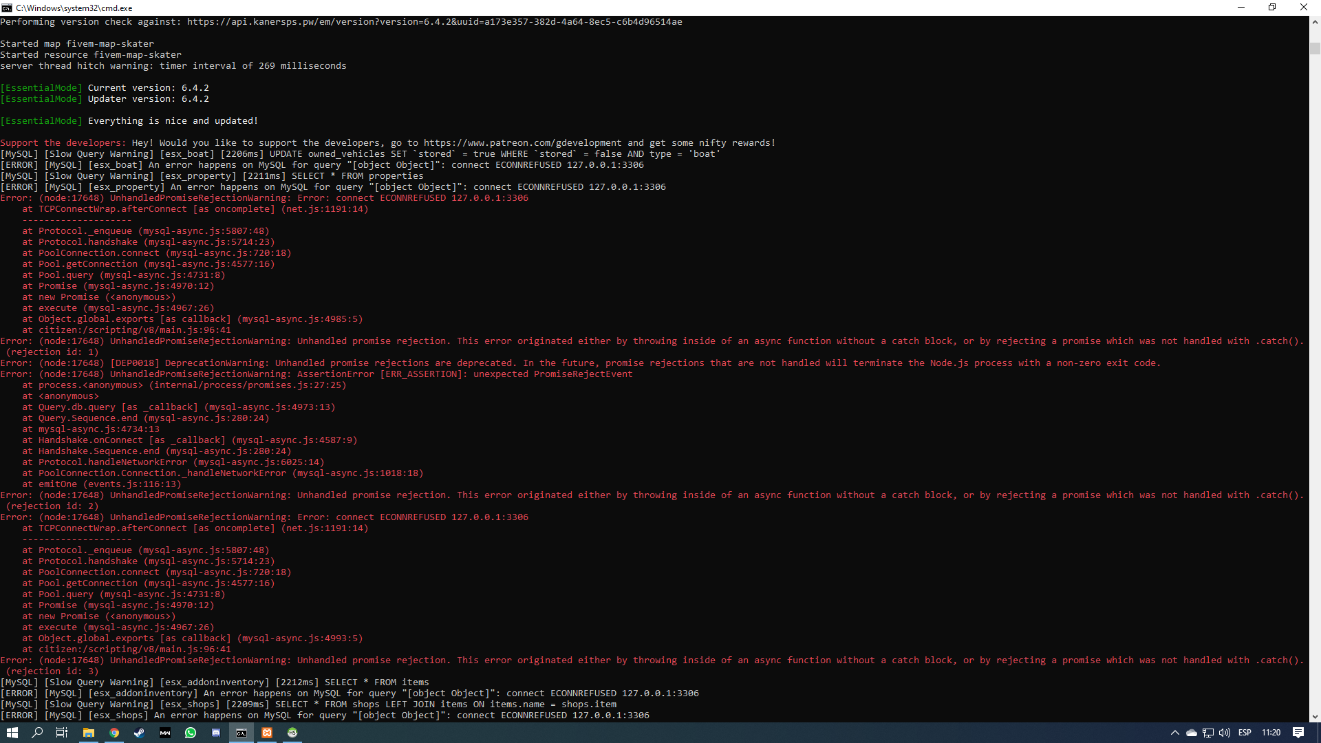 Apparently mysql error how to fix all those errors? - ES/ESX - Cfx.re ...
