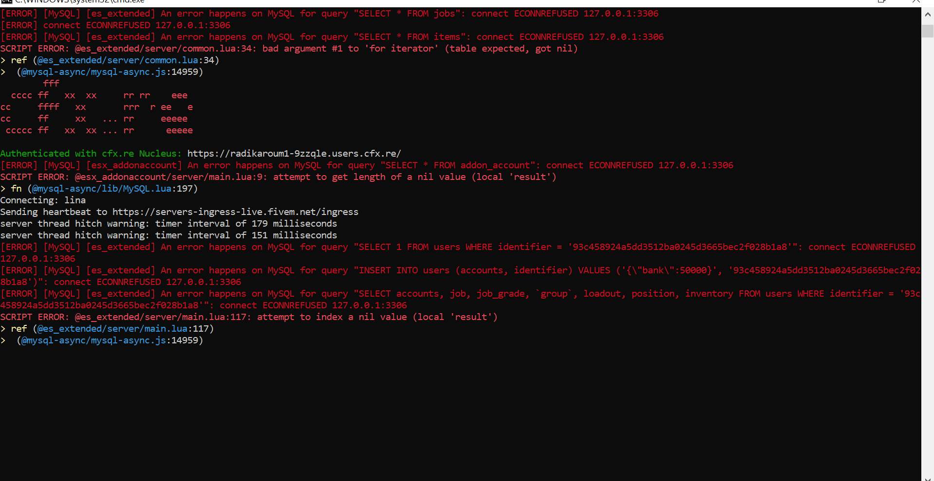 MySQL error when starting the server? - Server Discussion - Cfx.re Community