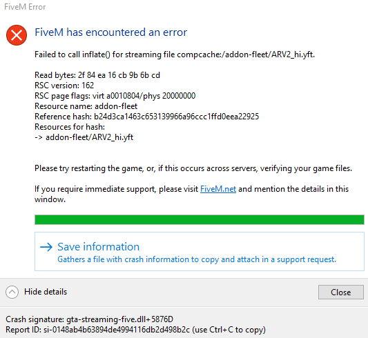FiveM Crash Error - Failed to inflate - FiveM Client Support - Cfx.re ...