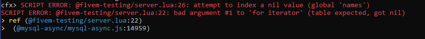 [MySQL] Not working - Discussion - Cfx.re Community