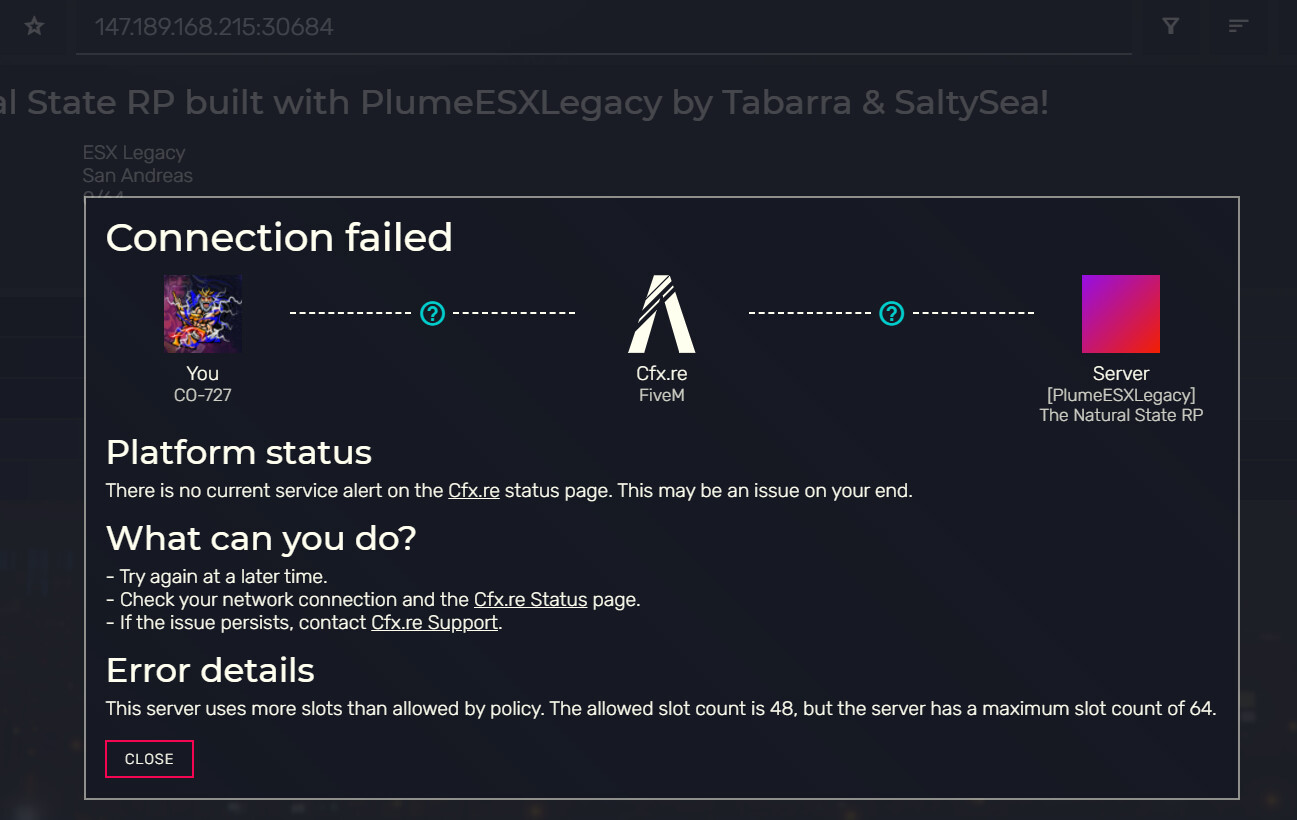 Unable to connect to a server in FiveM - FiveM Client Support - Cfx.re ...