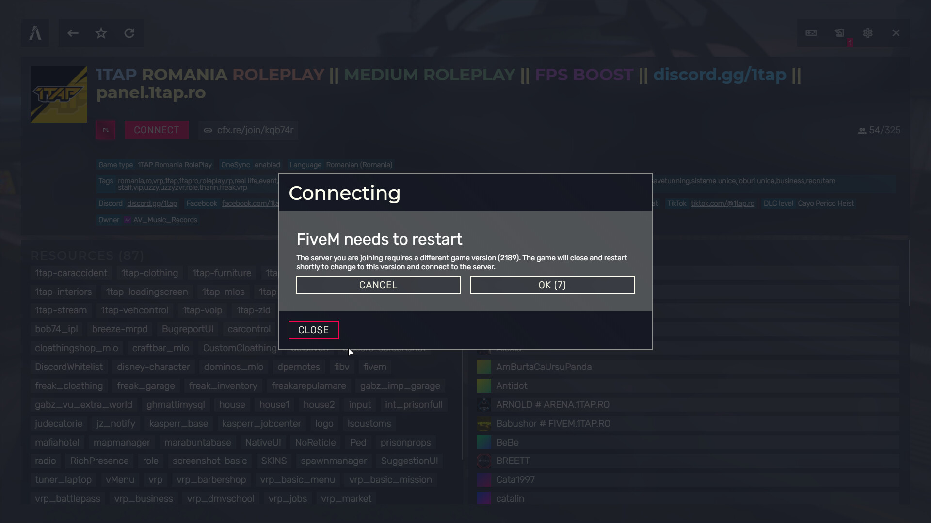 Error trying to connect on servers - RedM Client Support - Cfx.re Community