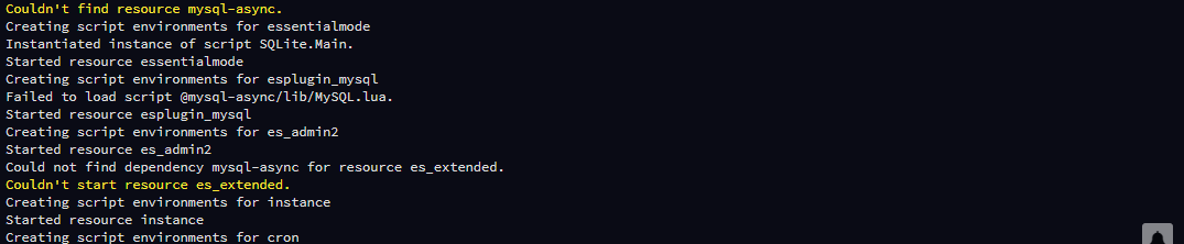 Couldn't find resource mysql-async - FiveM Client Support - Cfx.re Community