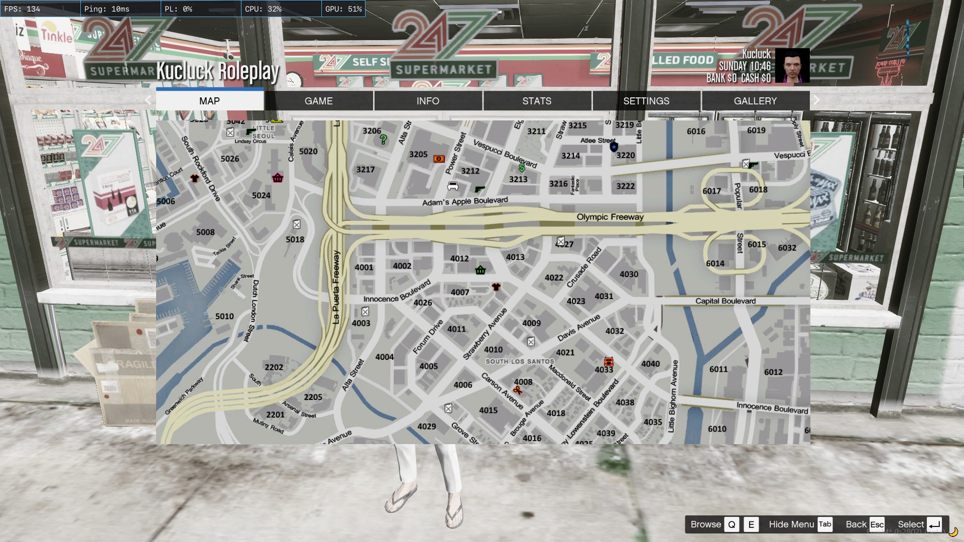 How do I change the map in pause menu when I'm in a building ...