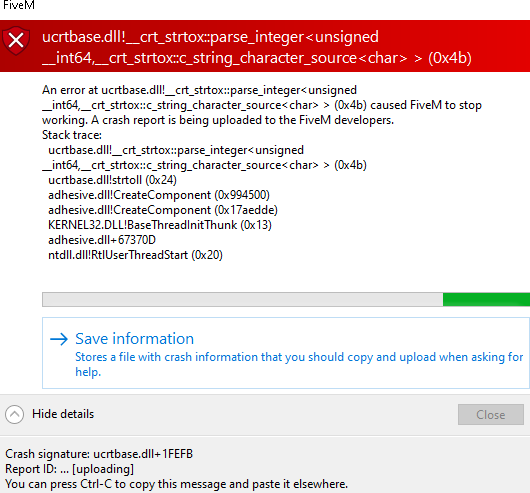 fivem crash - FiveM Client Support - Cfx.re Community