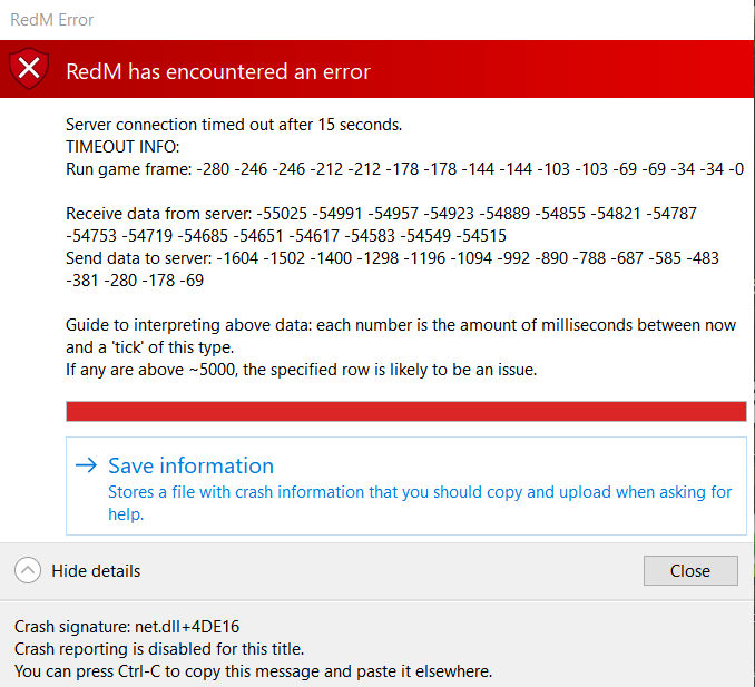 RedM Timeout Error - RedM Client Support - Cfx.re Community