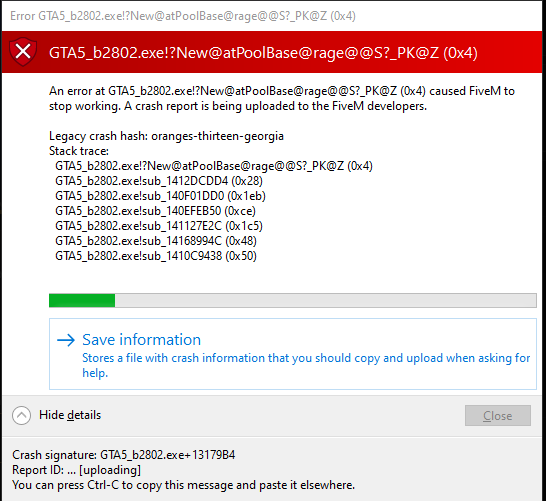 Crash oranges-thirtheen-georgia help please non stop crash.. - FiveM Client Support - Cfx.re ...