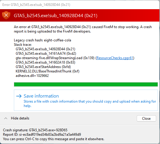 Eight Coffee Cola Fivem Crash - FiveM Client Support - Cfx.re Community
