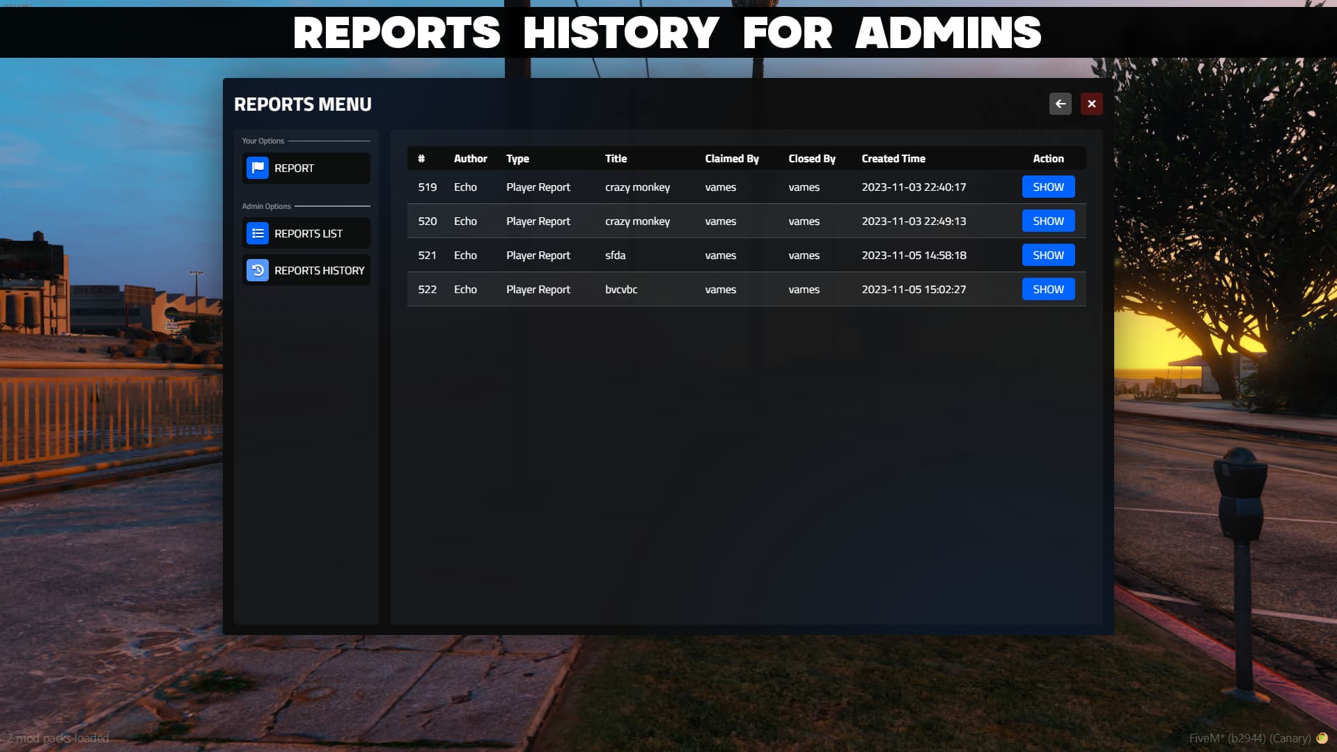 [ESX/QB] VMS_REPORTS | The most advanced report system - FiveM Releases ...