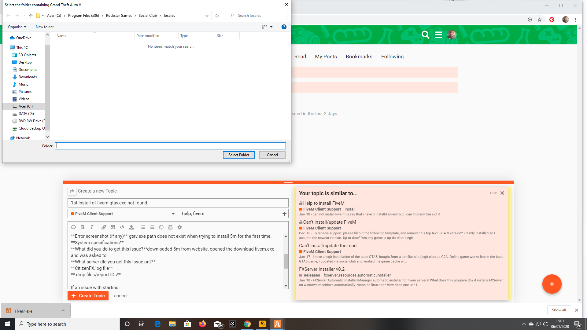 1st install of fivem gtav.exe not found - FiveM Client Support - Cfx.re ...