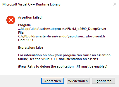 Assertion failed - FiveM Client Support - Cfx.re Community