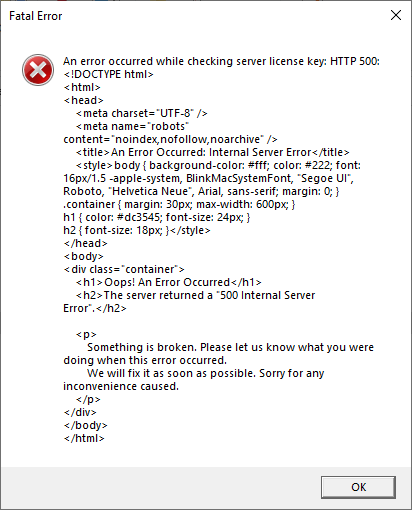 Fatal Erroran Errror Occurred While Checking Server License Key 503 Server Discussion