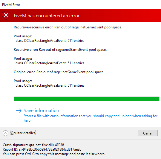 Recursive-recursive error: Ran out of rage:: NetGameEvent pool space - FiveM Client Support ...