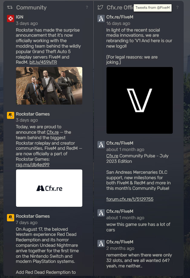 Social Feed on Server Details page - Server Discussion - Cfx.re Community