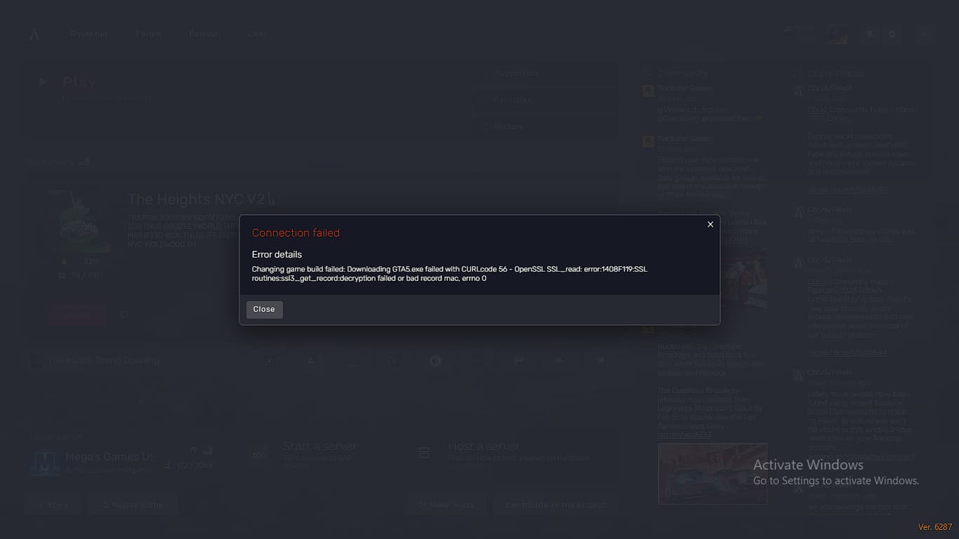 I tried to join a server and it CURLcode 56 - FiveM Client Support ...