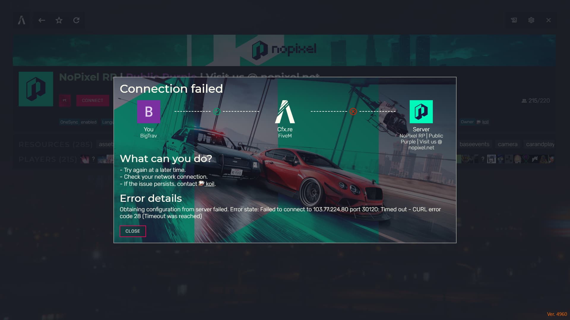 "Connection Failed" - FiveM Client Support - Cfx.re Community