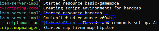 Couldn't find resource v60wb - Server Discussion - Cfx.re Community