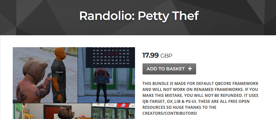 [PAID][QBCORE] Randolio: Petty Crime (BUNDLE) - Releases - Cfx.re Community