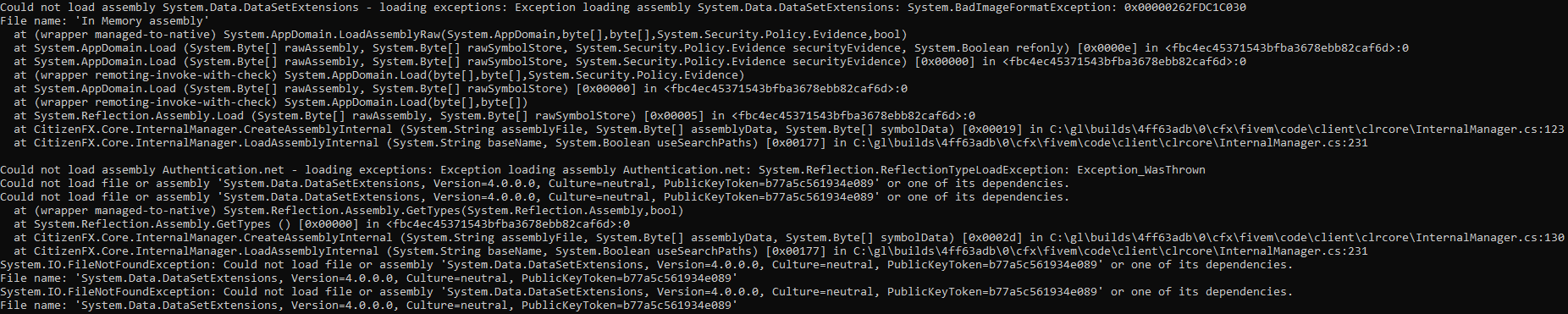 Exception Loading Assembly Resource Support Cfxre Community 