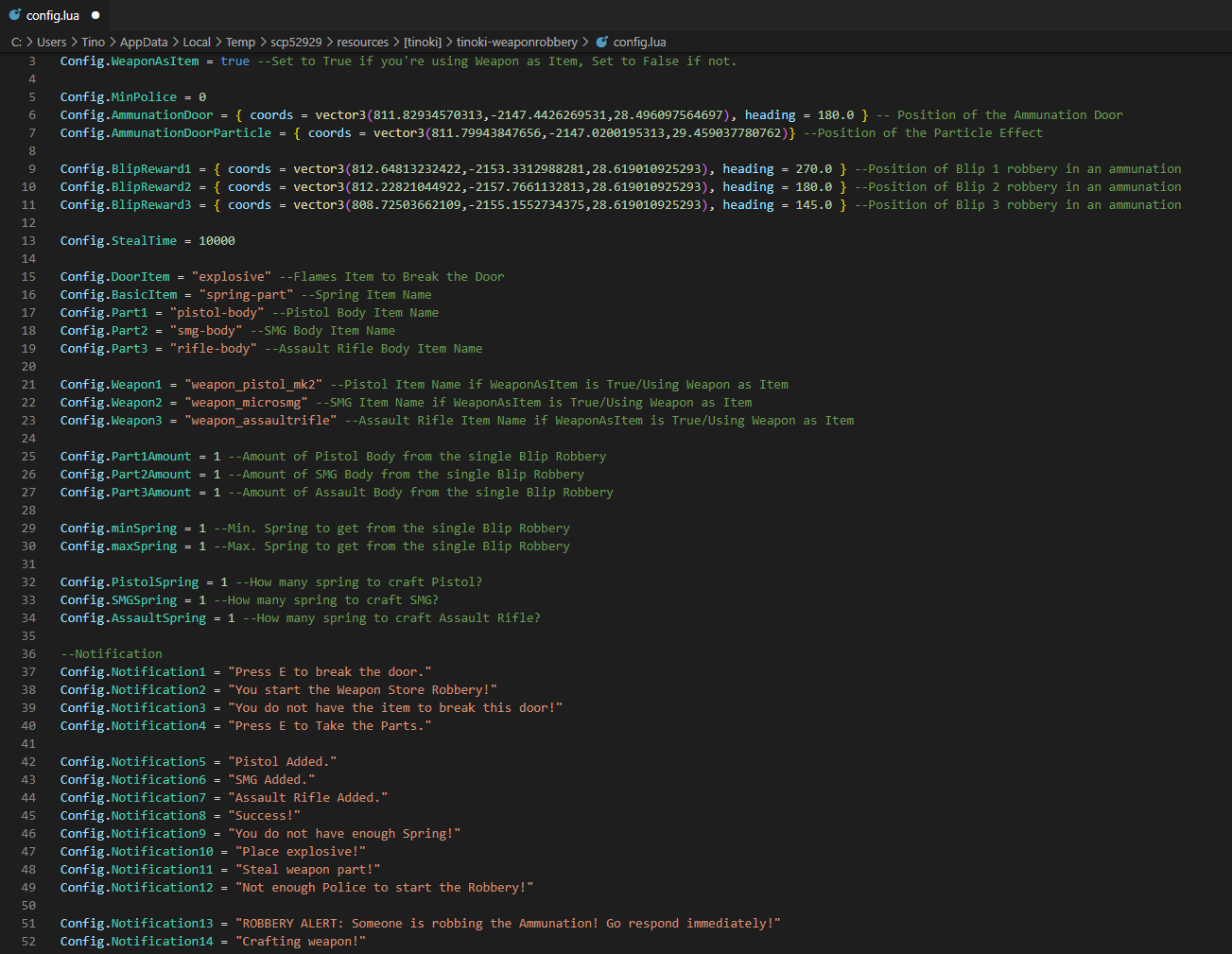 [FREE] [ESX] Weapon Robbery / Craft By TinoKi - FiveM Releases - Cfx.re Community
