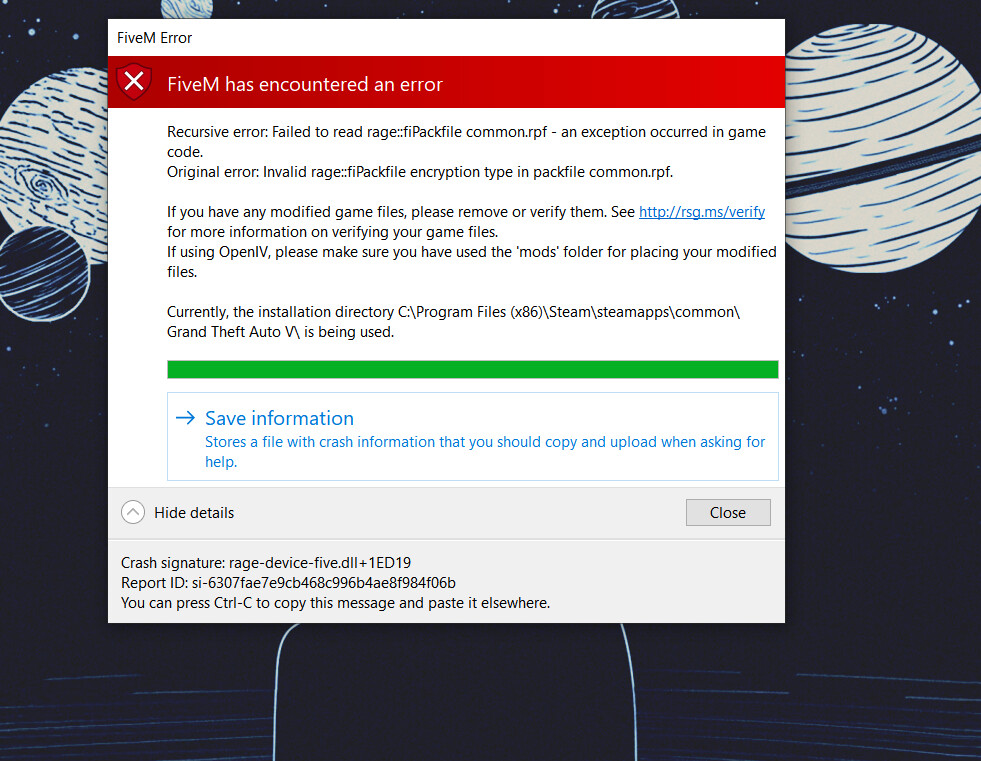 My fivem crashes please help {solved} - FiveM Client Support - Cfx.re ...