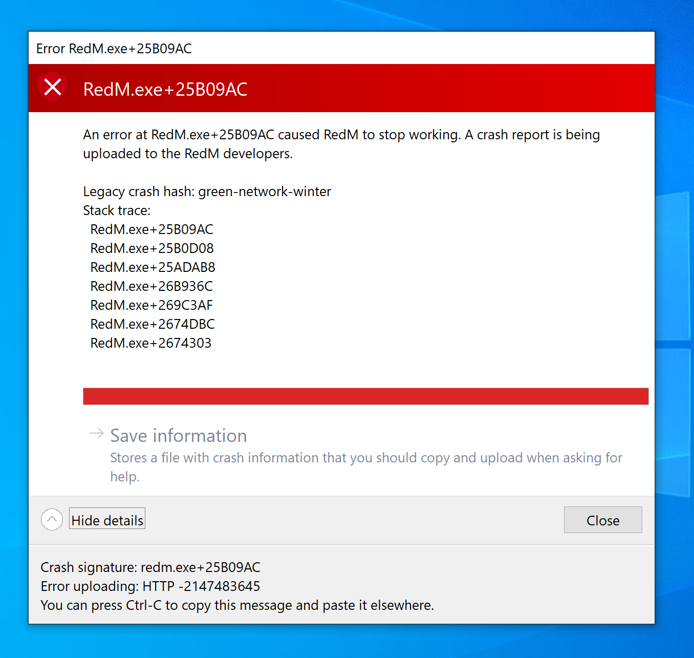 RedM GFX_State_Error then Crash for RedM.exe+25B09AC - RedM Client ...
