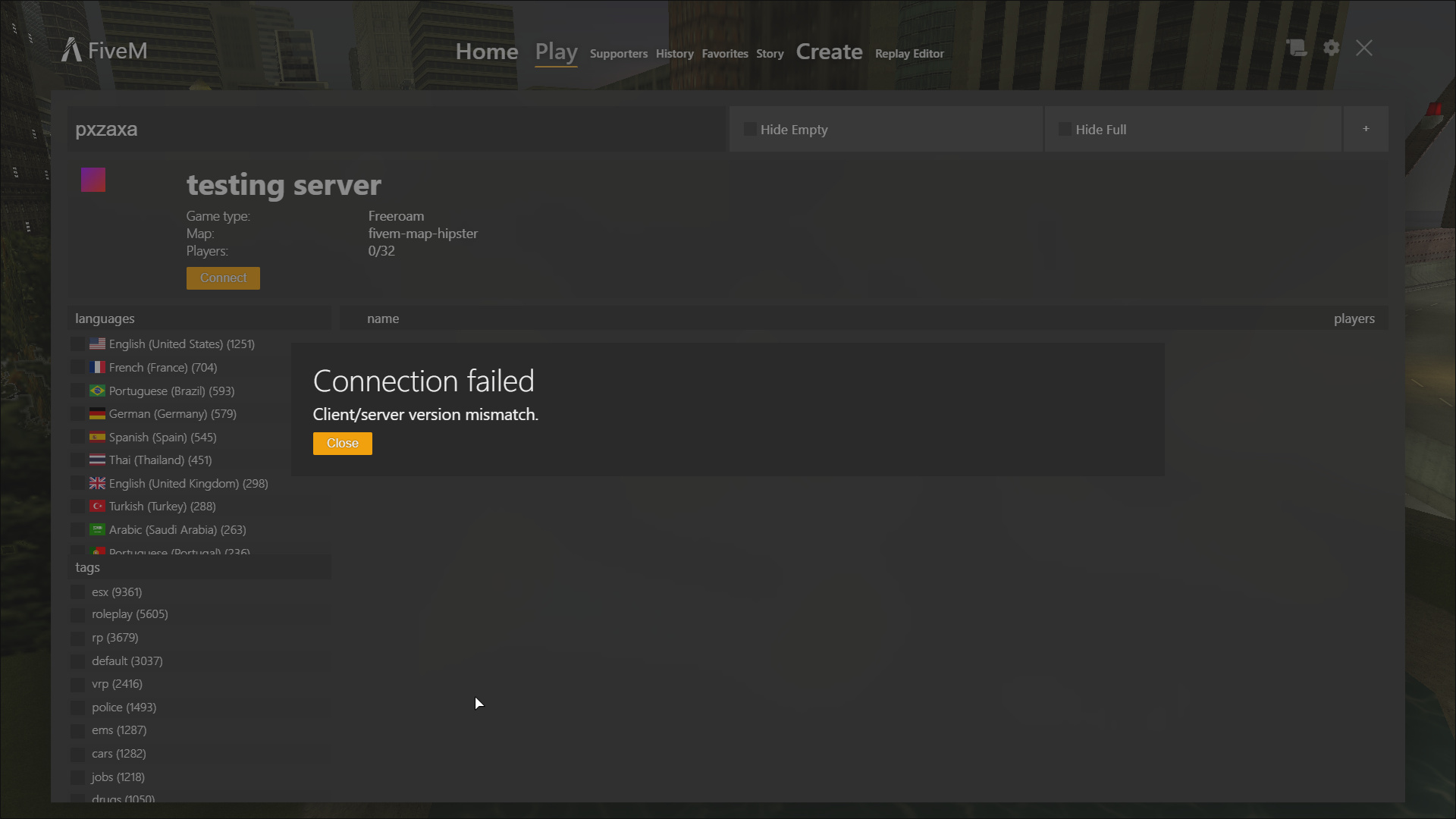 Client/server version mismatch FiveM error - FiveM Client Support - Cfx ...