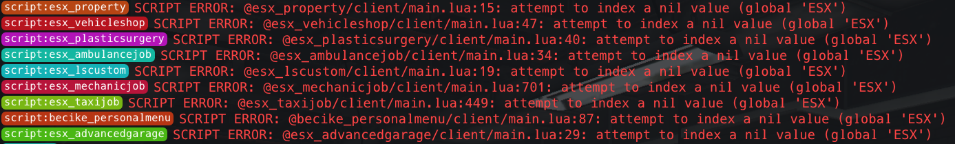 Global 'ESX' Error - ES/ESX - Cfx.re Community
