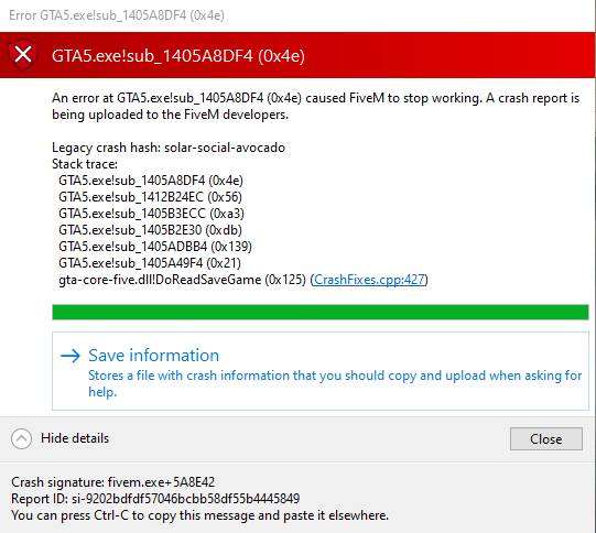 Game crashes/error - FiveM Client Support - Cfx.re Community