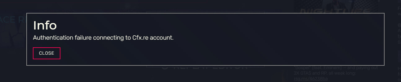 Authentication failure connecting to cfx re account ? with working internet connection? - FiveM ...