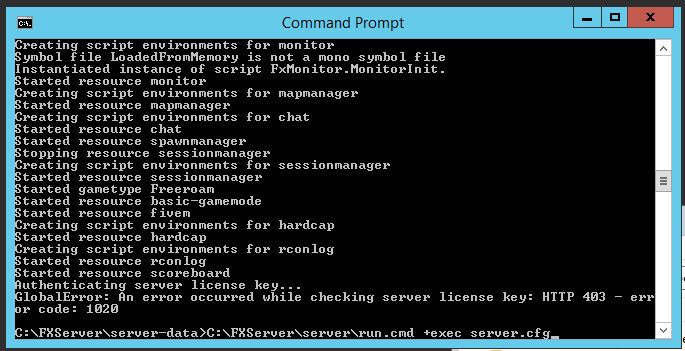 GlobalError: An error occurred while checking server license key: HTTP 403 - error code: 1020 ...