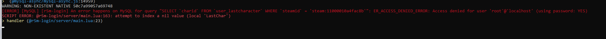 MySQL 'user_lastcharacter' error - ES/ESX - Cfx.re Community