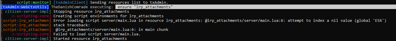 How to fix Attempt to index a nil value (Global `ESX`) - Discussion - Cfx.re Community