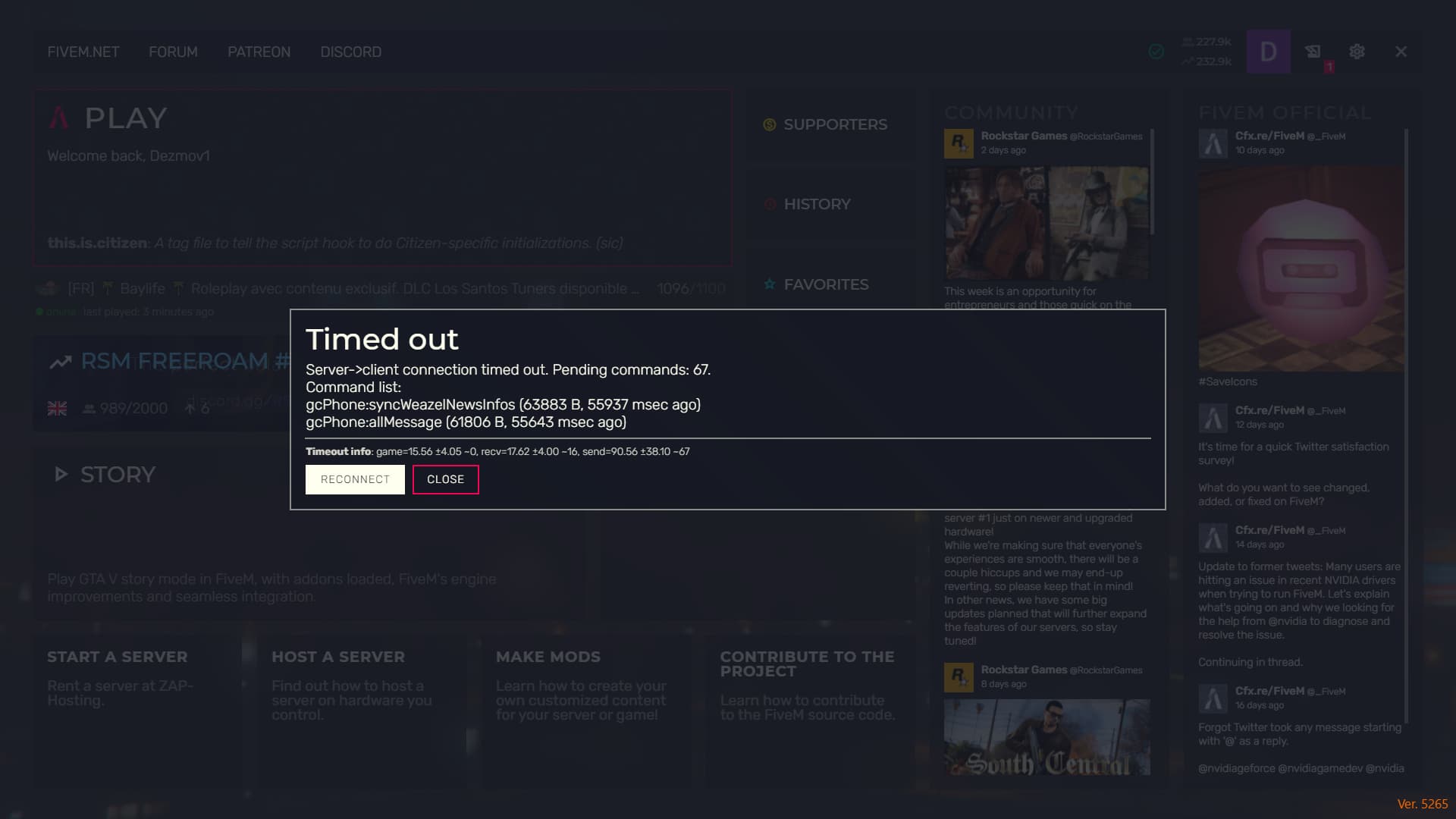 Five m Timed out Script error - FiveM Client Support - Cfx.re Community