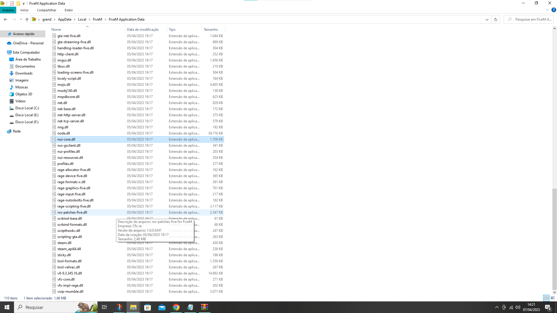 Could not load component ros-patches-five.dll Windows error code 127. Não foi possível encontrar ...